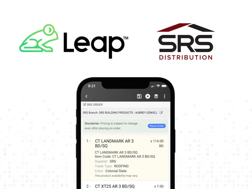 Leap CRM Enhances SRS Roof Hub Integration for Faster, More Seamless Material Ordering - Olean ...