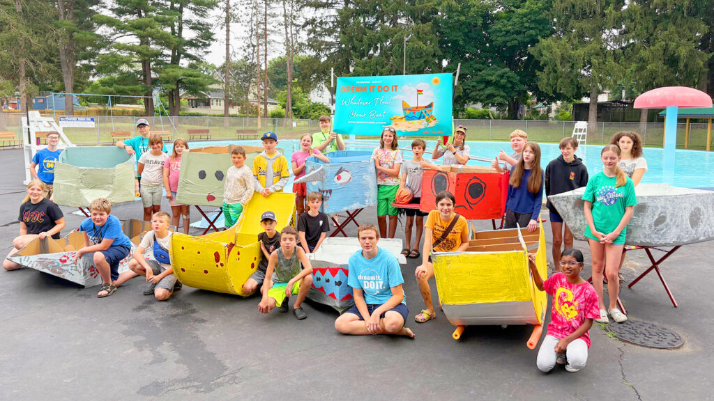 Ahoy, cardboard! CA DIDI students sail Franchot wading pool - Olean ...